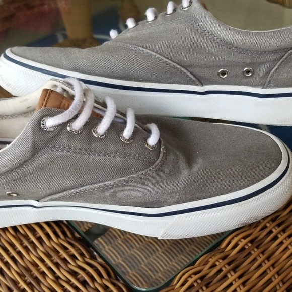 Sperry | Shoes | Sperry Gray Leather Trim Deck Shoes | Poshmark